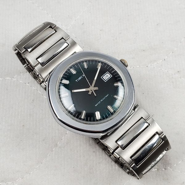 RARE VINTAGE 1970's TIMEX MARLIN HEXAGON GREEN MECHANICAL HANDWIND MEN ...