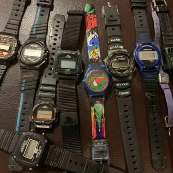 10 Aviator TIMEX Casio Shark Lcd WATCH LOT Vintage Digital Retro ...