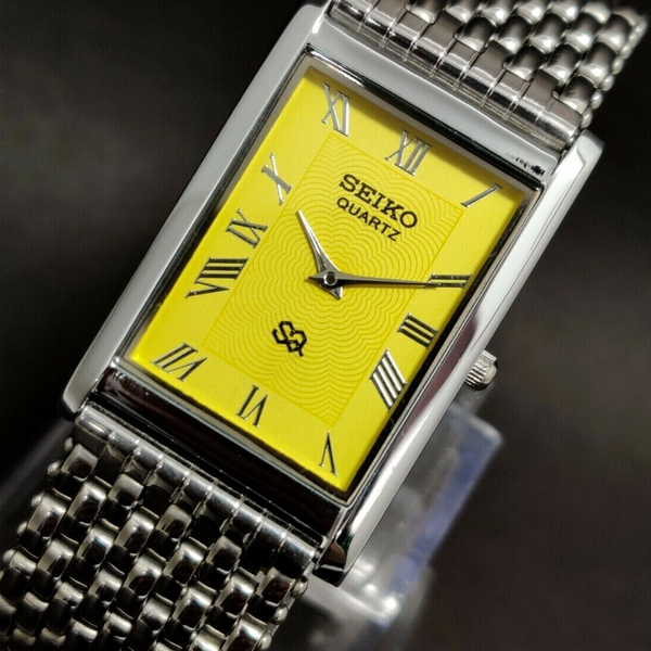 Seiko Quartz Slim SS Men's Wrist Watch Roman Japan Made Rectangle ...