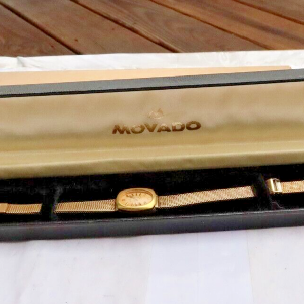 RARE Vintage Movado Wind Up Swiss Ladies Watch Wristwatch & Box Case ...