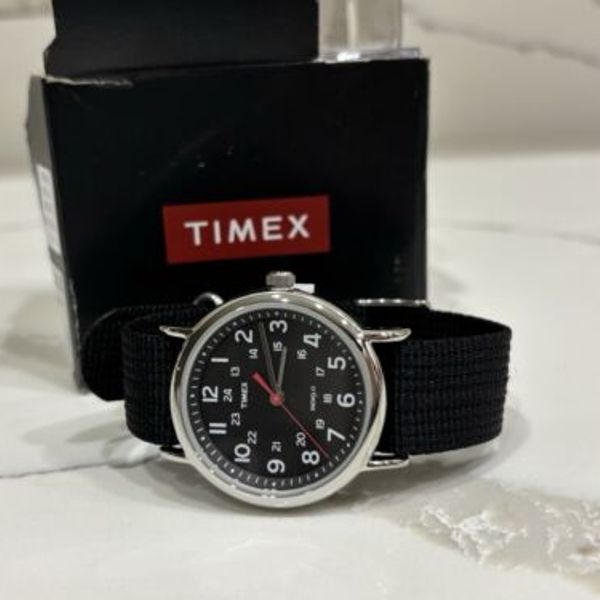 Timex Weekender Black Nylon Band Watch Military Time 30 Meter Depth ...