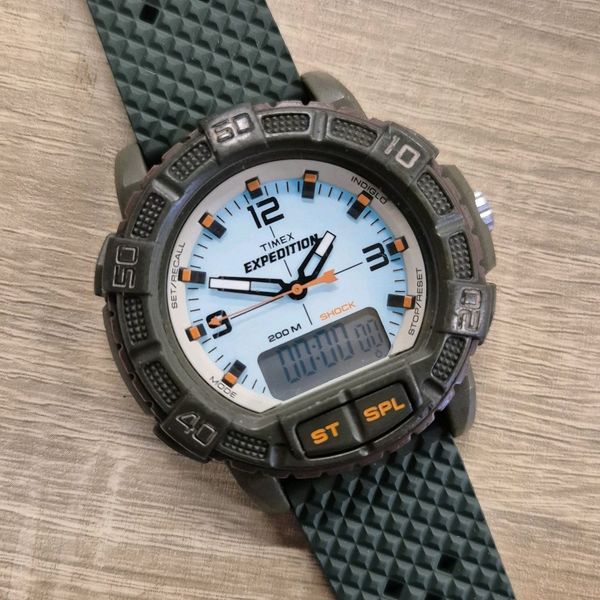 Mens Timex Shock XL Vintage Military Style Chronograph Watch ...