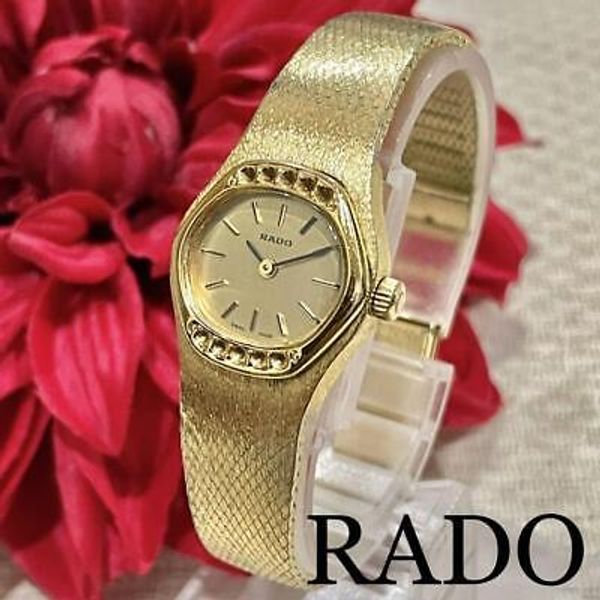 Rado Watch Manual Ladies 22mm Swiss Made Vintage Gold Dial Tonneau ...