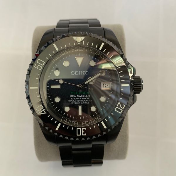 Seiko Mod 44mm Automatic watch black/Silver | WatchCharts Marketplace