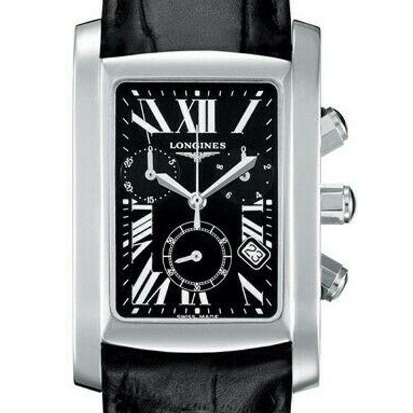 LONGINES DOLCE VITA CHRONOGRAPH L5 680 4 BLACK DIAL WATCH on Leather ...