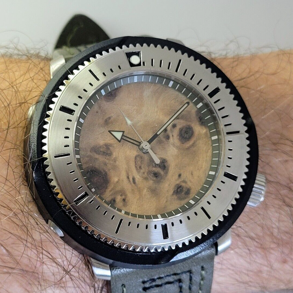 Seiko powered Tuna Can diver watch. Wood Veneer Dial. Hand Made ...