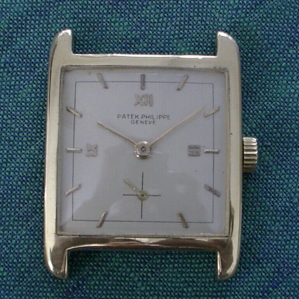 PATEK PHILIPPE 18K MANS RARE SQUARE MODEL REF. 2433 ORIGINAL CROWN ...