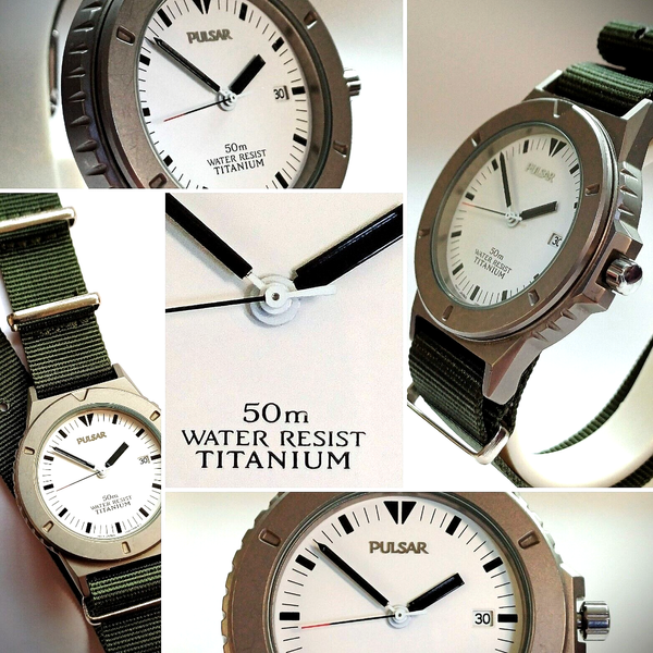 Men's Gents Titanium Pulsar ( by Seiko ) Military Style Watch w/Date ...