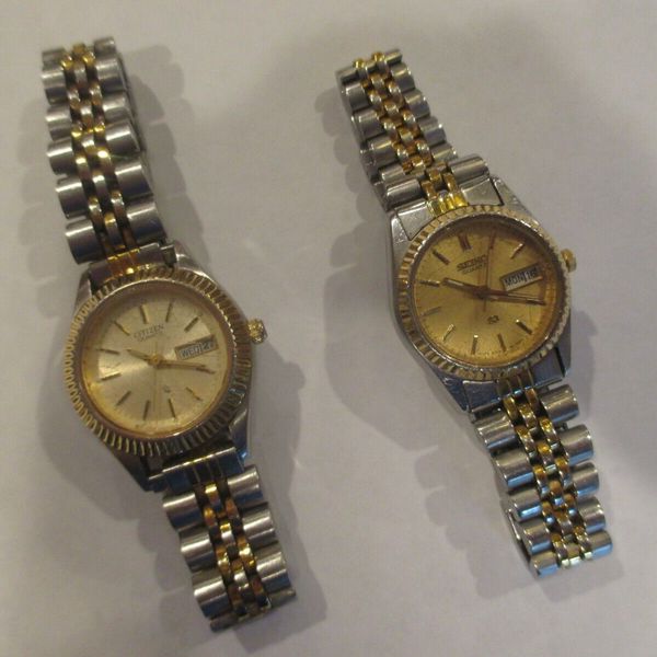 Vintage Citizen CQ Day/Date and Seiko S3 Day/Date Two Tone Working ...