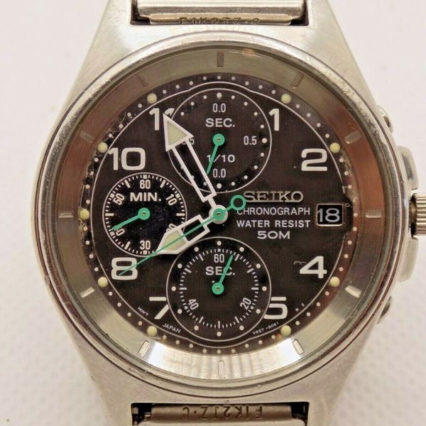Seiko V657-9030 Men's Chronograph watch WR50M, 1/10,Sec., Min. Date c ...