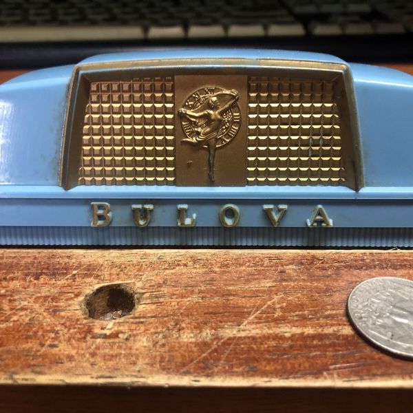 Vintage Art Deco Bulova Watch Blue And Gold Display Case | WatchCharts ...