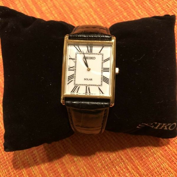 Seiko Solar White Dial Black Leather Men's Watch SUP880 | WatchCharts Marketplace
