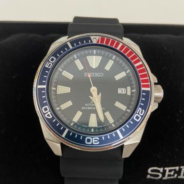 Seiko Prospex Samurai Automatic Blue Dial Black Rubber Strap Men's ...