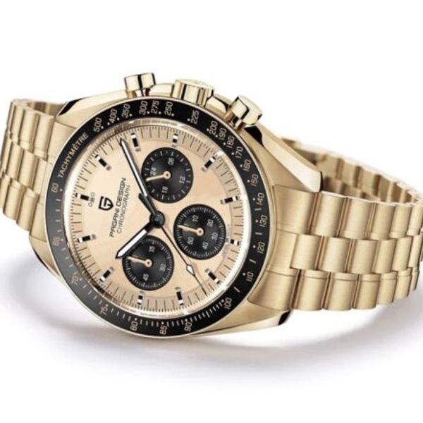 Pagani Design Gold Speedmaster Chronograph V4 ( With Free Strap ...