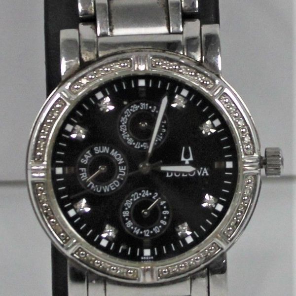 Beautiful Bulova Diamond Black Dial Stainless Steel Men's Watch 96E04 ...