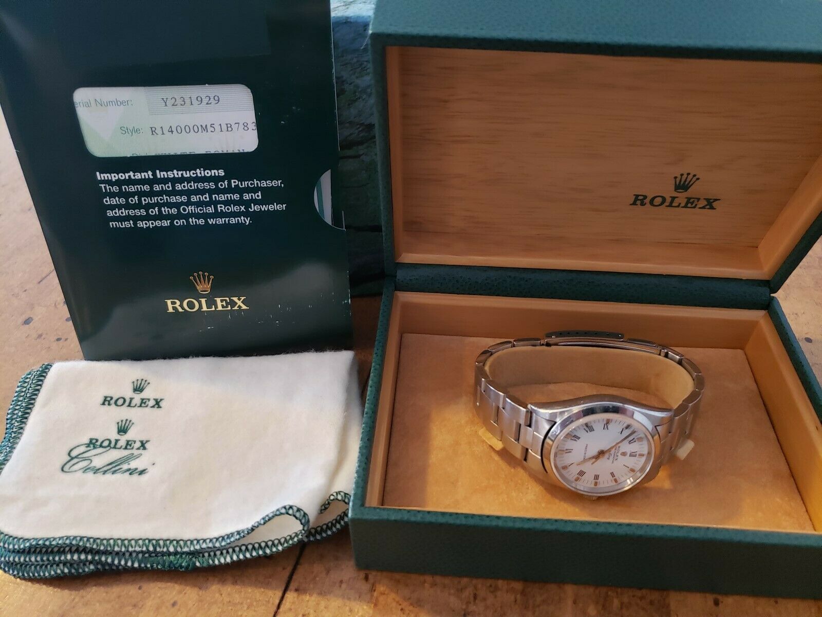 Rolex Air King 1400 1400M Men's Watch White Roman Dial Oyster Perpetual ...