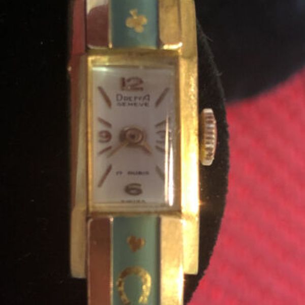 Vtg Dreffa Geneve 17 Rubis Gold Plated Ladies Watch W/ Good Luck ...