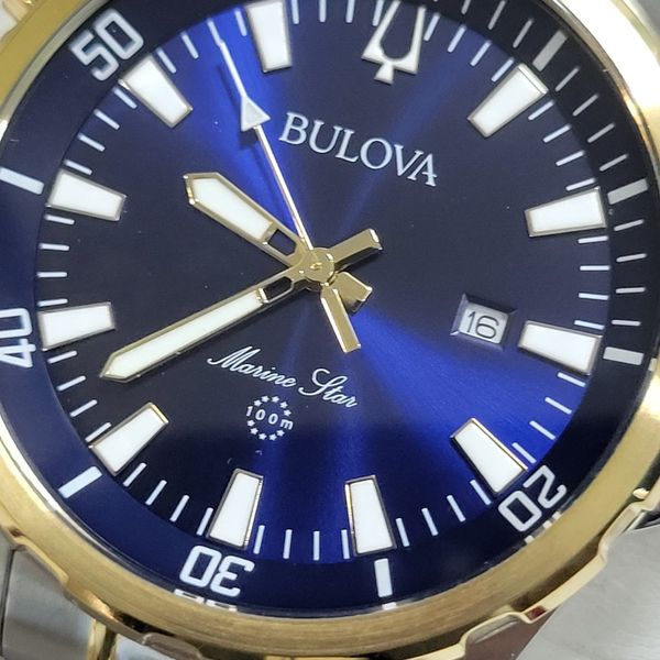 Bulova Men's Watch Marine Star Blue Dial Two Tone Stainless Steel 44mm ...