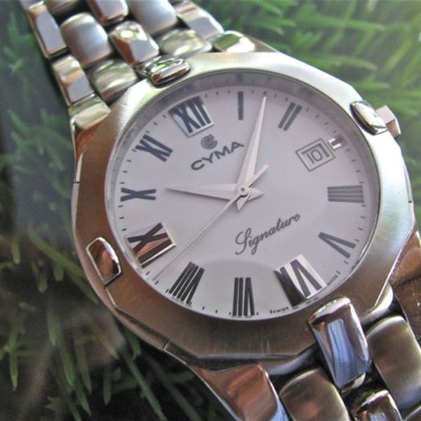 FS: CYMA SIGNATURE QUARTZ STEEL WATCH w/BOX and PAPERS | WatchCharts ...