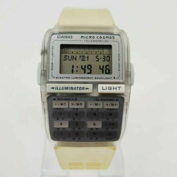 NOS CASIO DBC-63 TRANSPARENT MICRO COSMOS DATA BANK 50 CALCULATOR WATCH ...