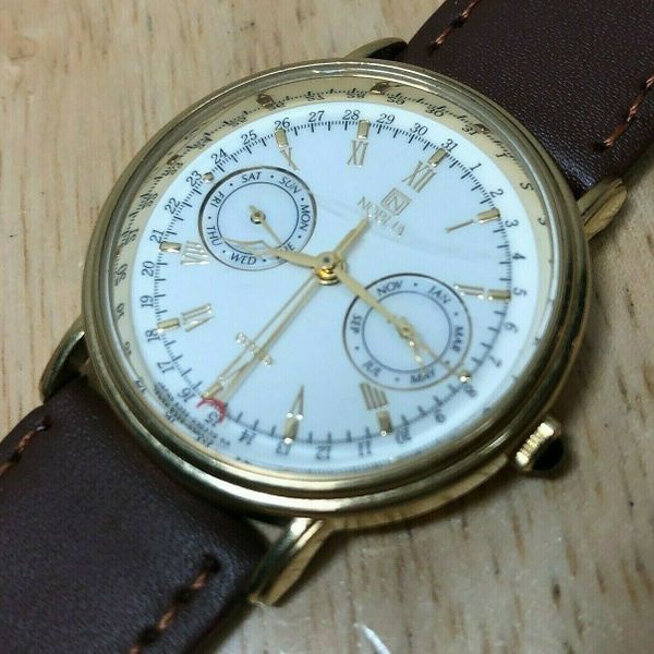 Rare Noblia By Citizen 6355 Men Triple Date Analog Quartz Watch Hour ...