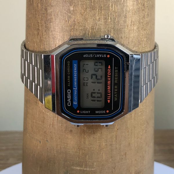 Casio Illuminator Men A168 Multifunction Silver Tone 37mm Quartz ...