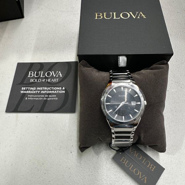 Bulova 96B149 Black Dial Dress Classic Stainless Steel Men's Watch ...