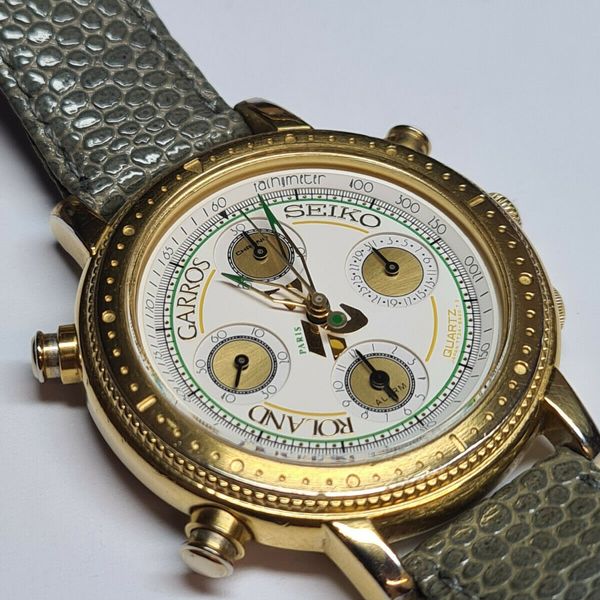 SEIKO 7T34 CHRONOGRAPH WATCH ROLAND GARROS ALARM STUNNING 1990 RARE ...