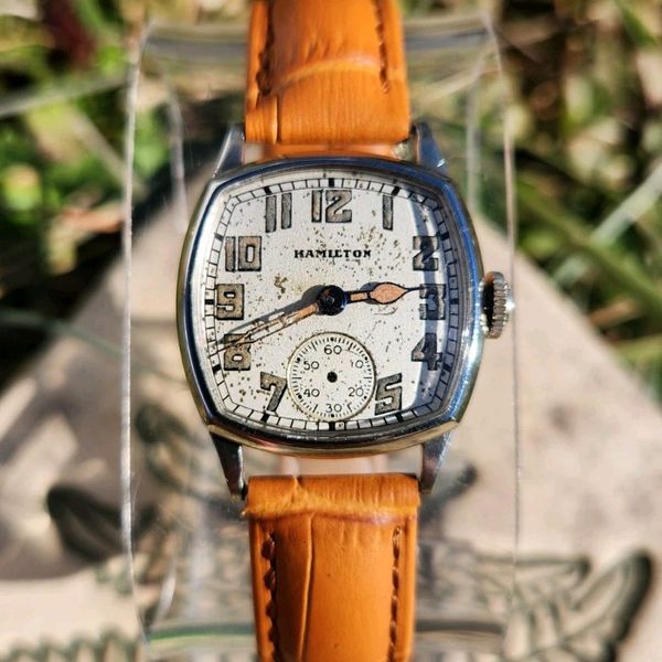 Vtg Hamilton 1928 Tonneau Men's 27mm Watch 987 Mechanical 14K Gold ...