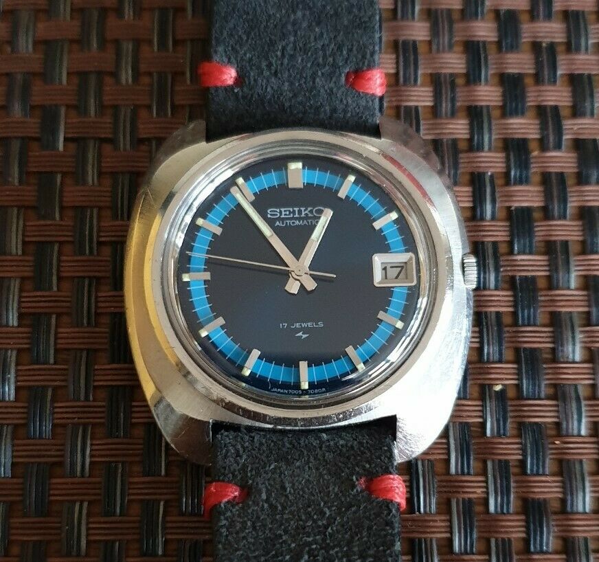 Seiko 7005 7080 with turquoise/dark blue dial | WatchCharts