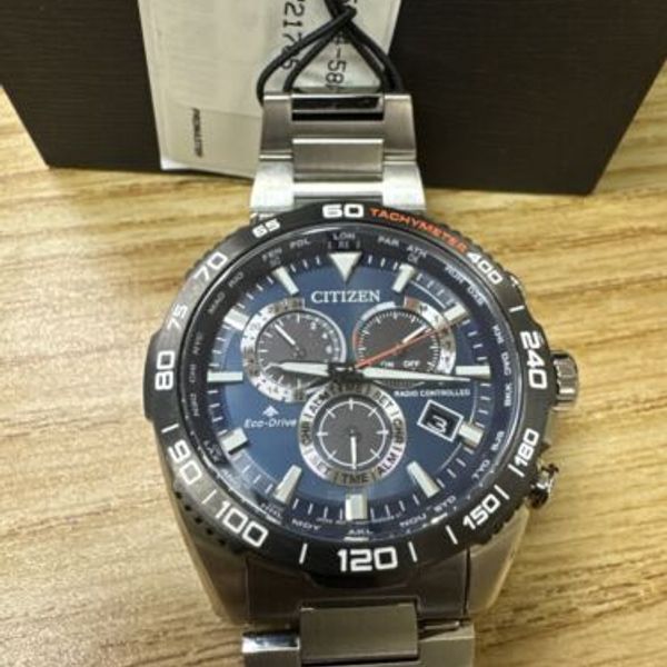 CITIZEN CB5034-58L Men's Eco-Drive Chronograph Stainless with blue dial ...