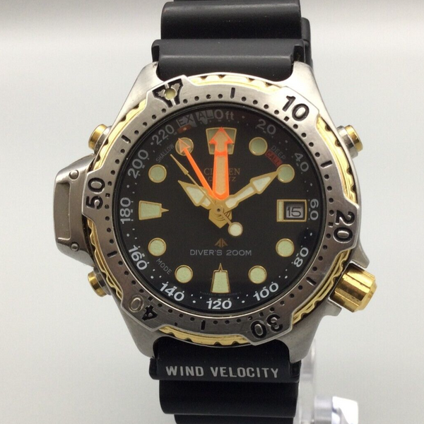 Vintage Citizen Promaster Aqualand Watch Men Black Orange For Repair or ...