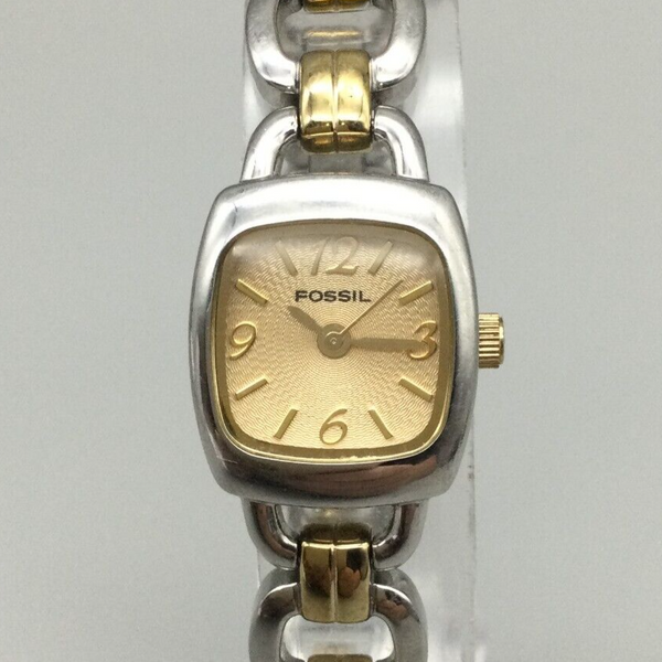 Fossil F2 Watch Women 18mm Silver Gold Tone Square Stainless New ...