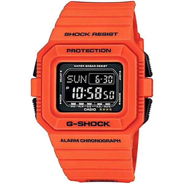 Casio Men's Watch G-Shock Black Digi Dial Orange Strap Chronograph ...