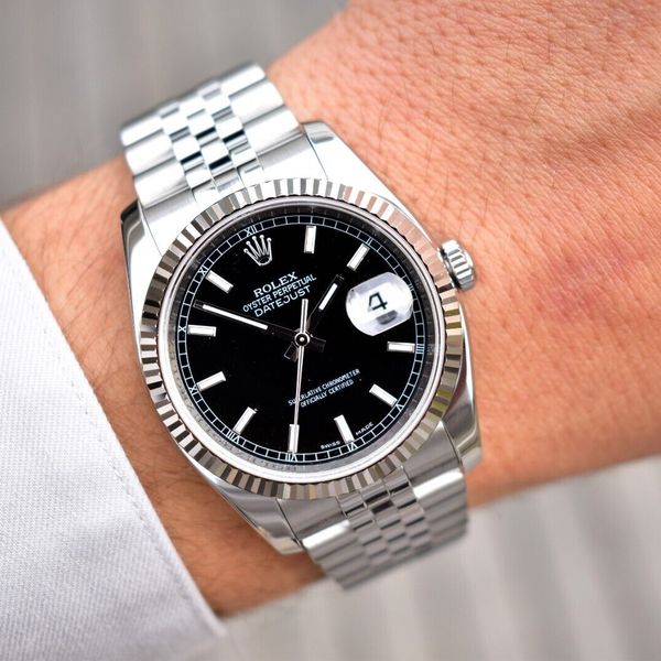 2006 Rolex Datejust 36mm Black Dial Super Jubilee 116234 Serviced Watch ...