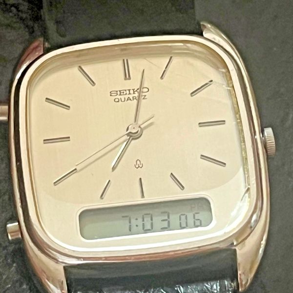 RARE MONTRE HOMME VINTAGE 1983 QUARTZ SEIKO DUAL ANALOGIQUE LCD ...