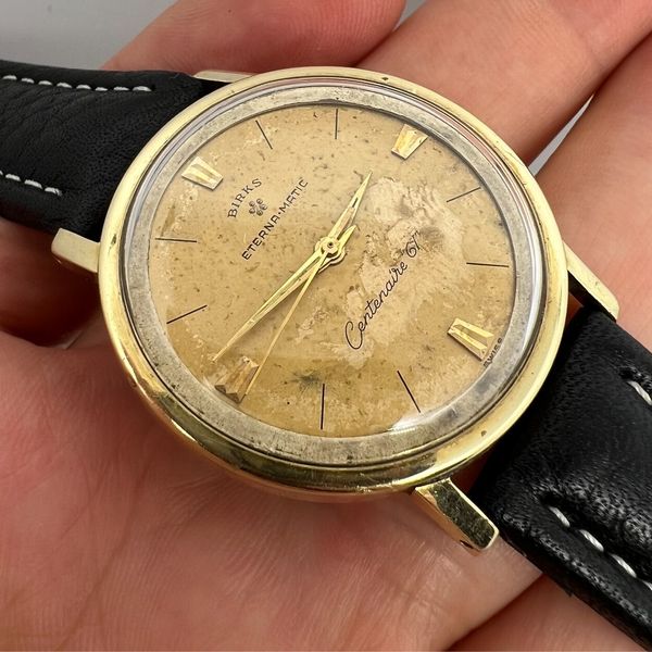 VINTAGE ETERNA MATIC CENTENAIRE 61 BIRKS AUTOMATIC MENS SOLID 14 GOLD ...