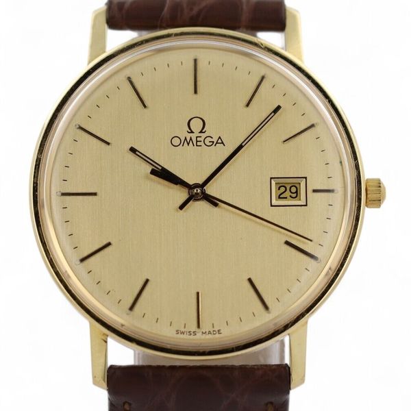 1986 Vintage OMEGA Classic Date Ultra Thin - Solid 18ct Gold Case ...