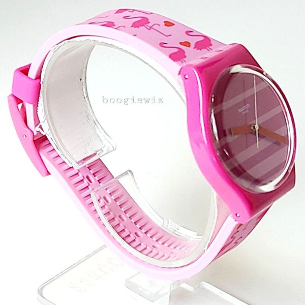 SWATCH, SWISS MADE, MODEL: "MIAMI PEACH" WATCH, FLAMINGO PATTERN, GP144 ...