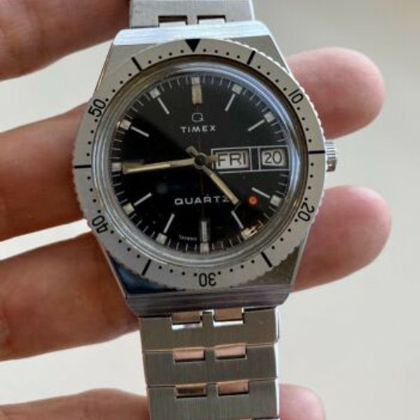 Rare Vintage Mens Timex Q Red Dot Lollipop Diver Watch Taiwan Dial Mech ...