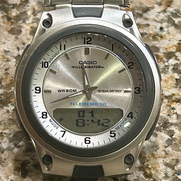 Casio illuminator telememo 30 World time 3 Alarm Watch, Running w/new ...