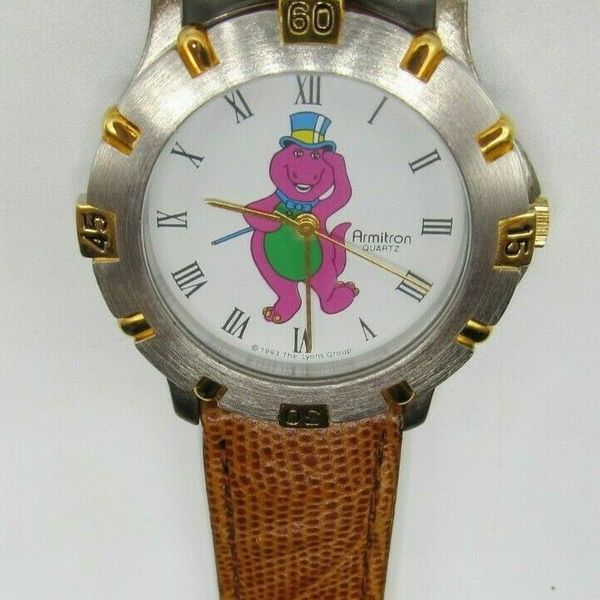 VINTAGE BARNEY ARMITRON QUARTZ WRIST WATCH 1993 LEATHER BAND WATER ...