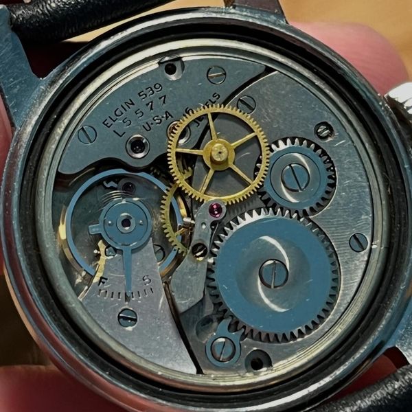 Vintage 1945 Elgin Military Style Watch â Caliber 539 Hackable Movement ...