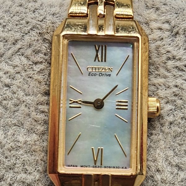 Citizen Eco-Drive Watch Womens Rectangle Japan Mother of Pearl Bracelet ...
