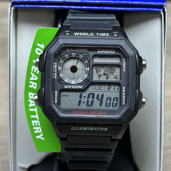 Casio AE-1200WH 3299 10 Year Battery Digital Black Resin Mens Watch No ...