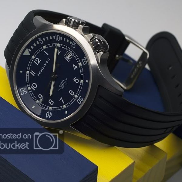 SOLD: Hamilton Khaki Navy diver in blue with four straps | WatchCharts