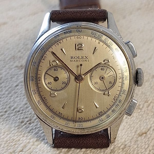X FINE old VINTAGE MEN'S watch ROLEX MARCONI chronograph ,manual wind ...