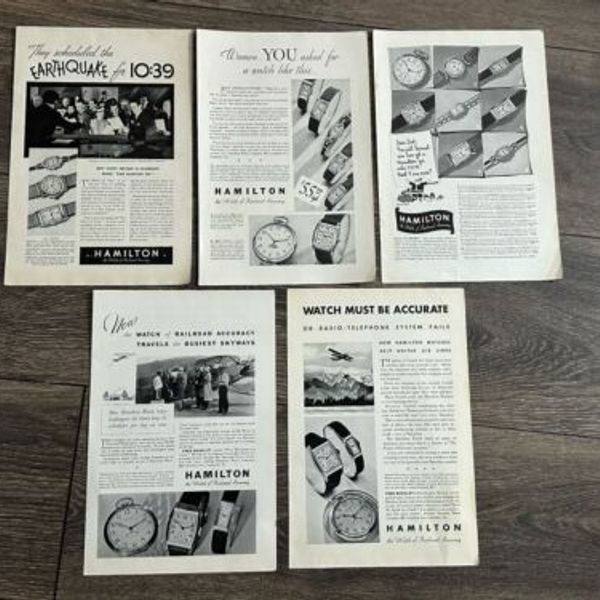 Vintage 1930's Hamilton Wrist Watch Magazine Print Ad Lot of 6 ...