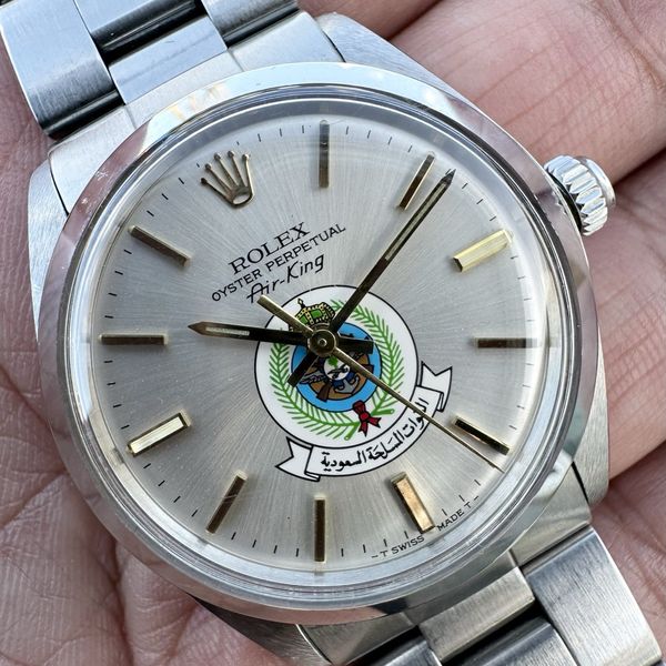 Vintage Rolex Air-King Ref 5500 Saudi Armed Forces Logo Dial Watch Year ...