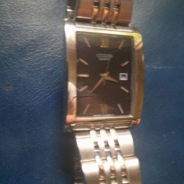 Citizen Quartz Men’s Watch, Silver - Stainless Steel, Rectangular, 1012 ...